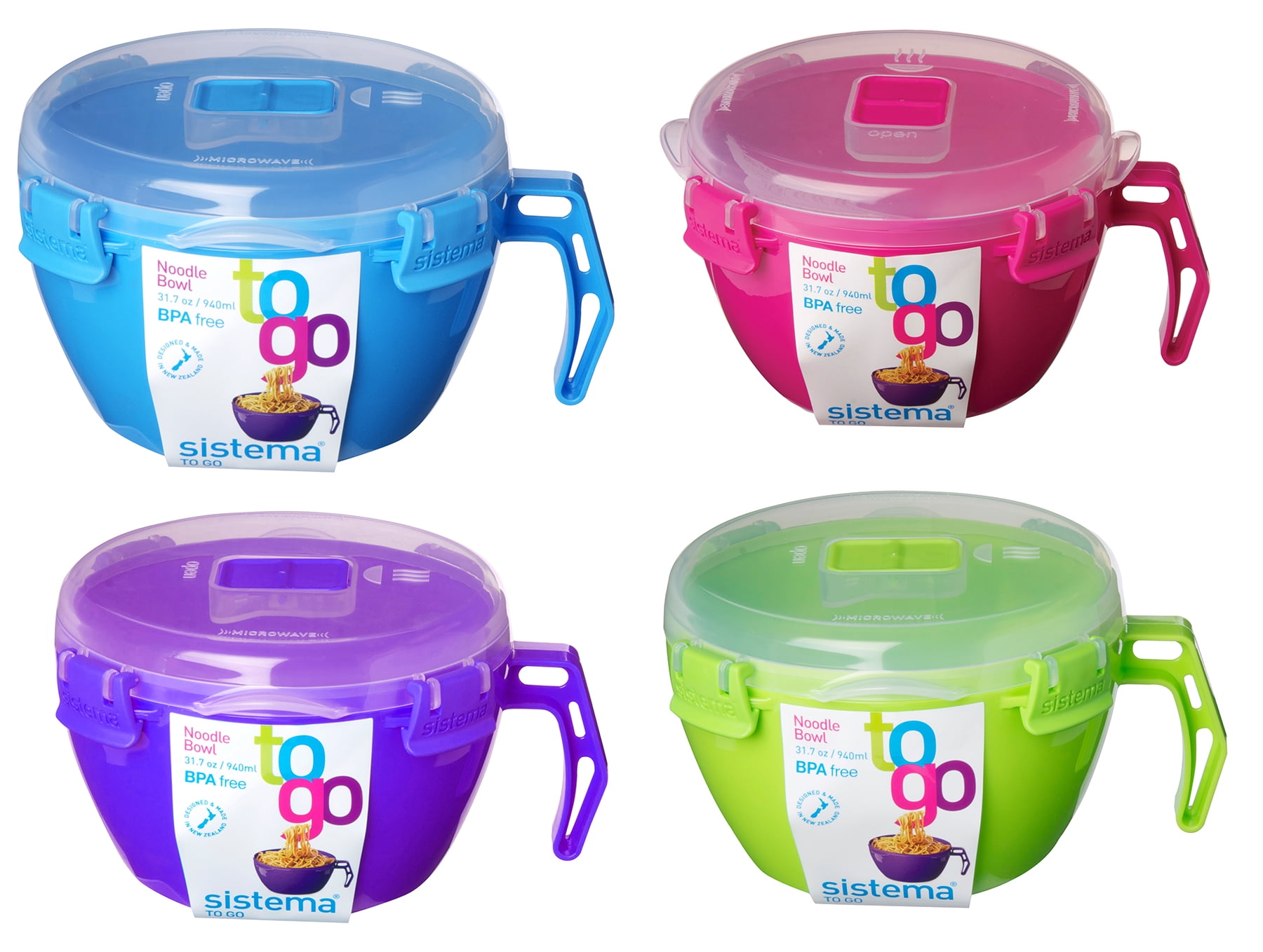 Sistema Microwave Cookware Noodle Bowl, 31.7 Ounce/ 4 Cup, Assorted ...