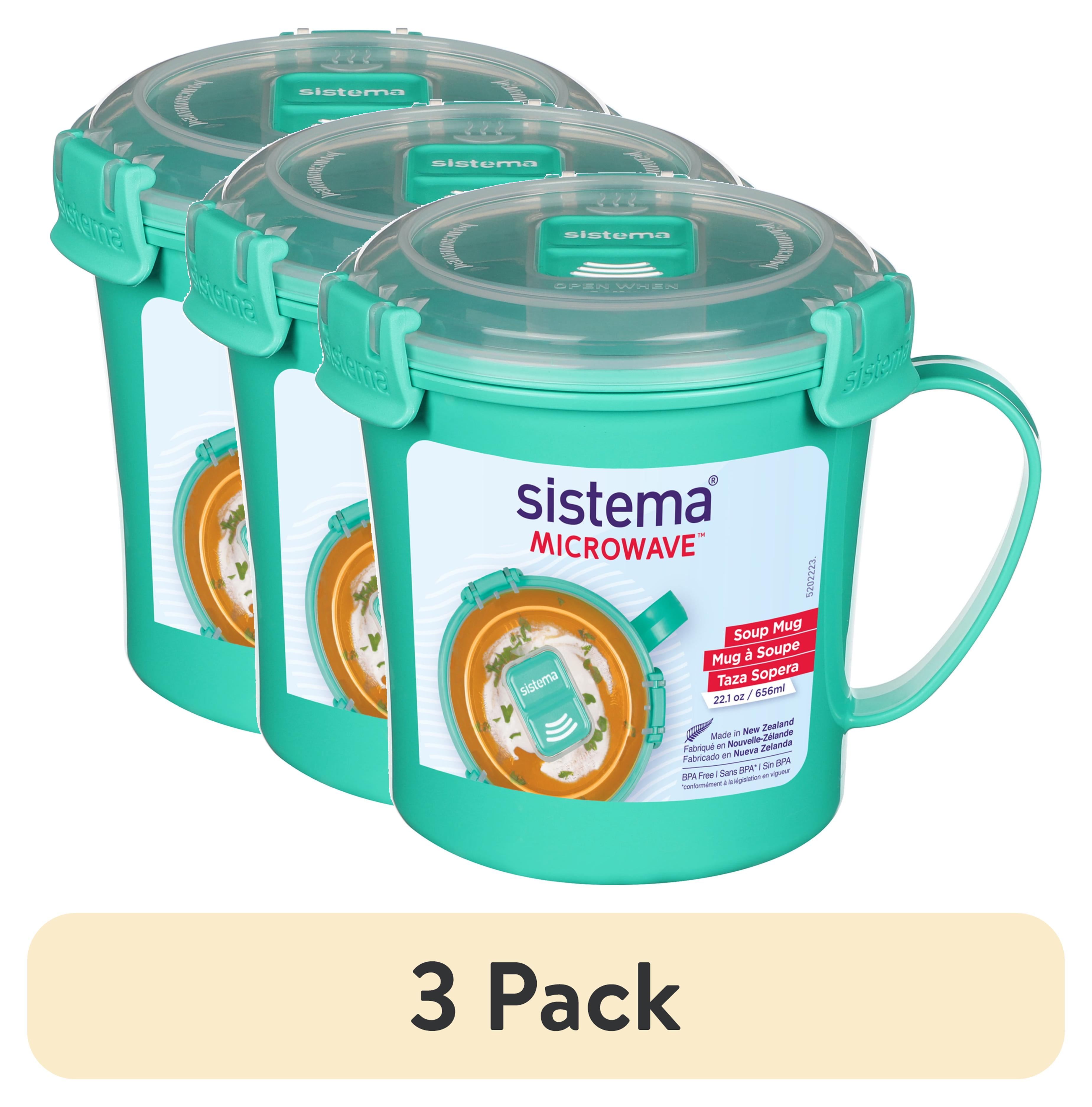 (3 pack) Sistema Microwave Medium Soup Mug Food Container, Minty Teal ...