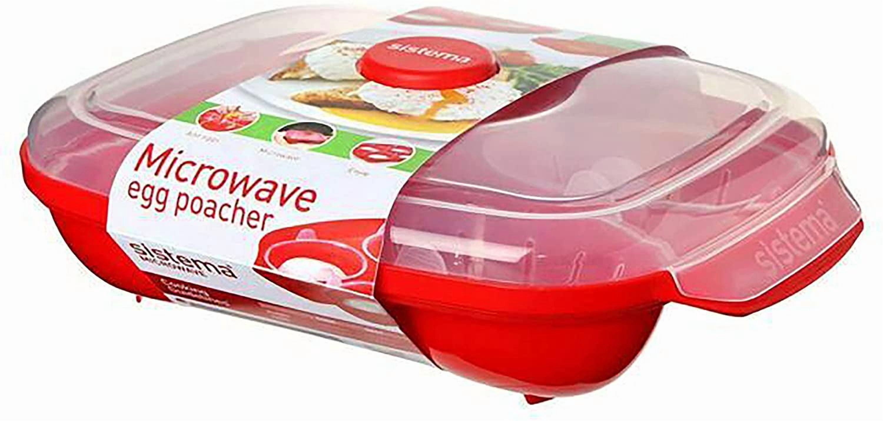 Sistema Microwave Poacher for up to 4 Eggs, Red/Clear, 28.7 x 20.5 8.4 ...