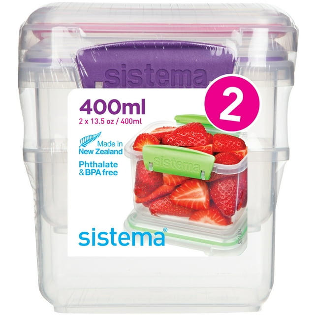 Sistema Snack To Go 2 Compartment Container 400ML 2-Pack Small Food Storage Meal Prep - Walmart.com