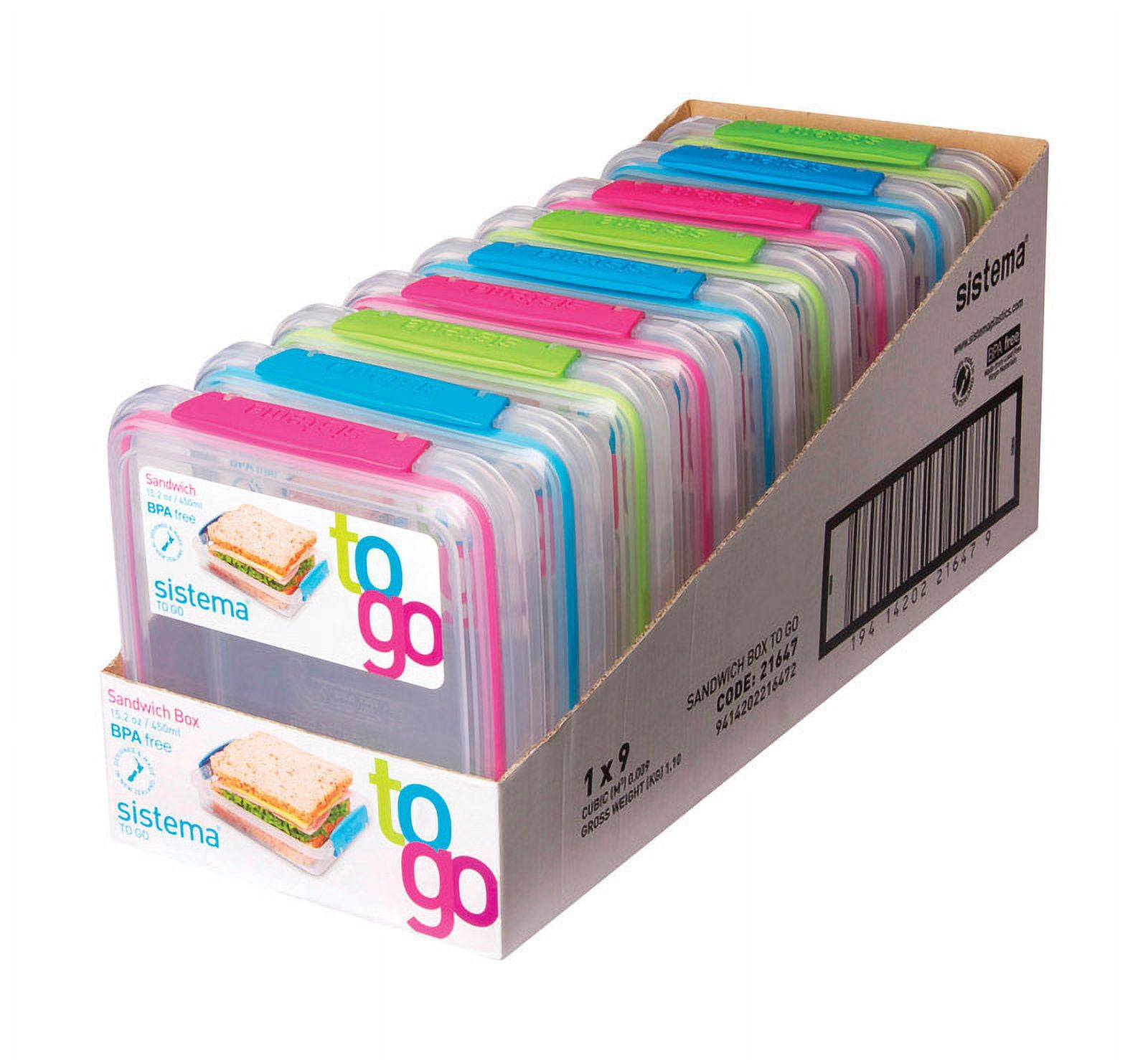 Sistema Reusable Plastic Sandwich To Go Lunch Containers with Lid ...