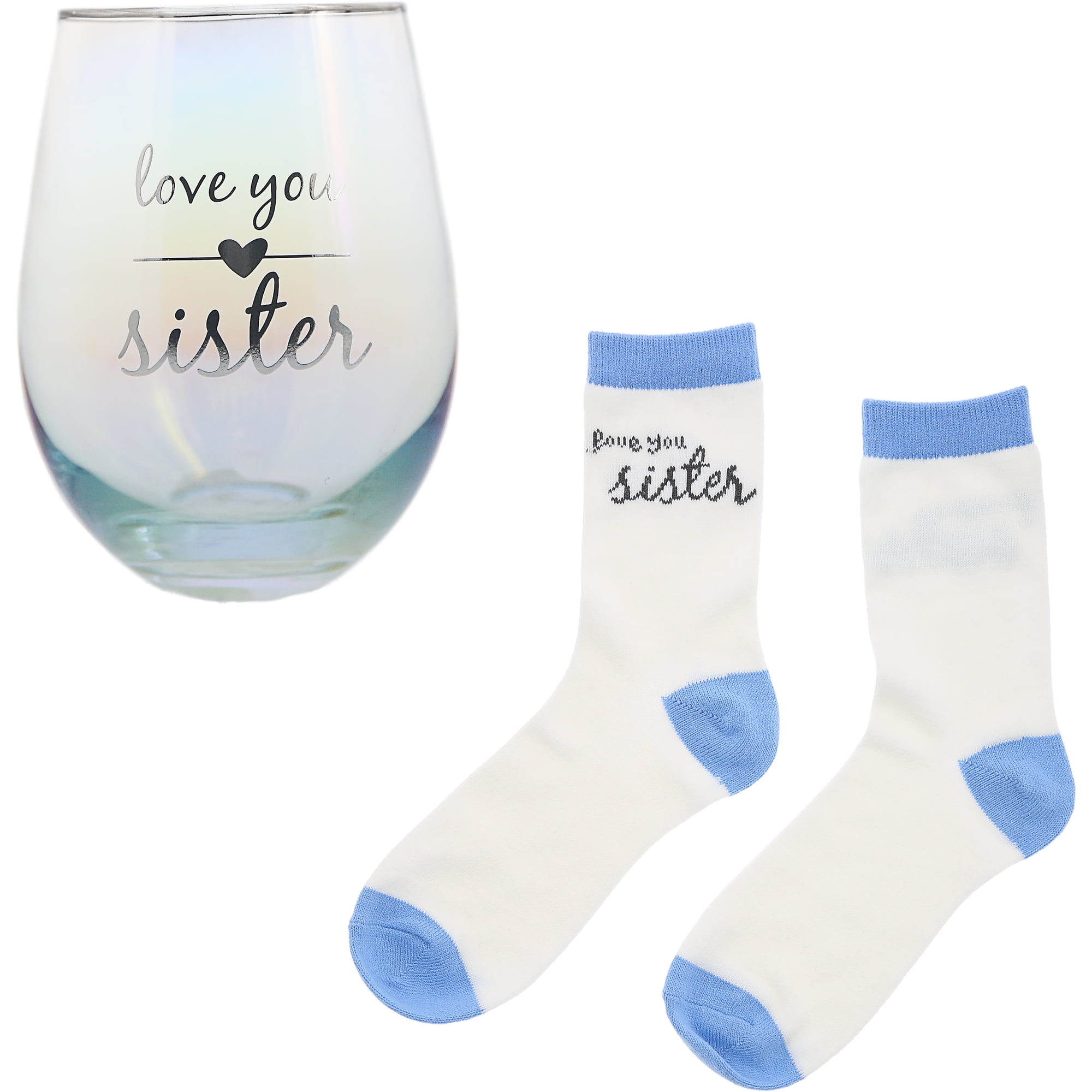 Pavilion Gift Company - Sister - 18 oz Stemless Glass & Sock Set ...
