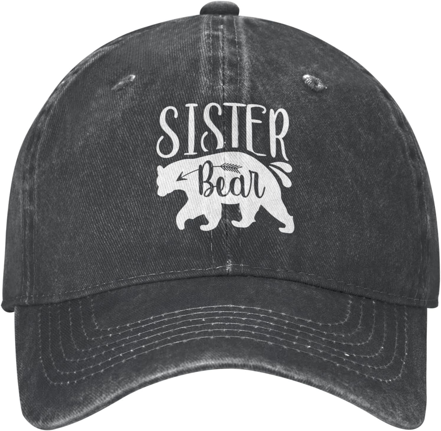 Sister Bear Distressed Baseball Hat for Men 90s Washed Denim Adjustable ...