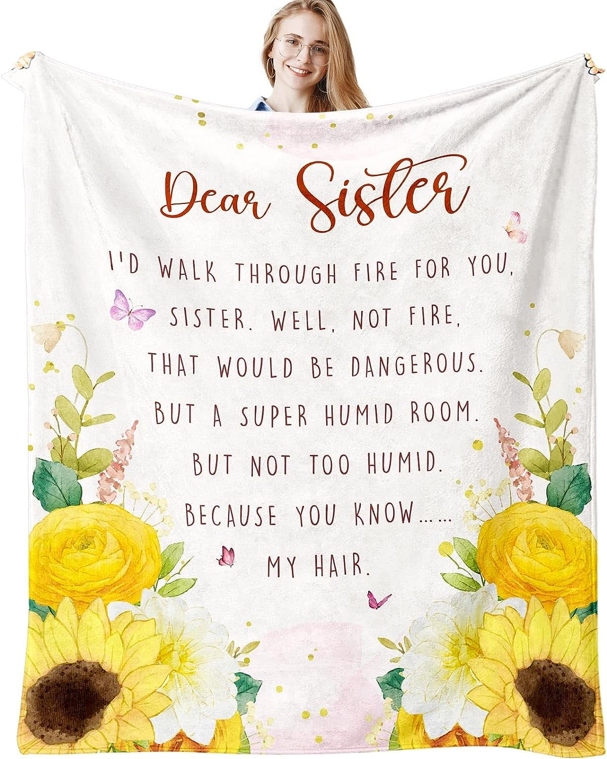 Sister Birthday Gifts from Sister Gifts for Sisters from Sisters Funny Sister Gifts for Women Birthday Present for Sister from Brother Gift Ideas for Sister Adult Throw