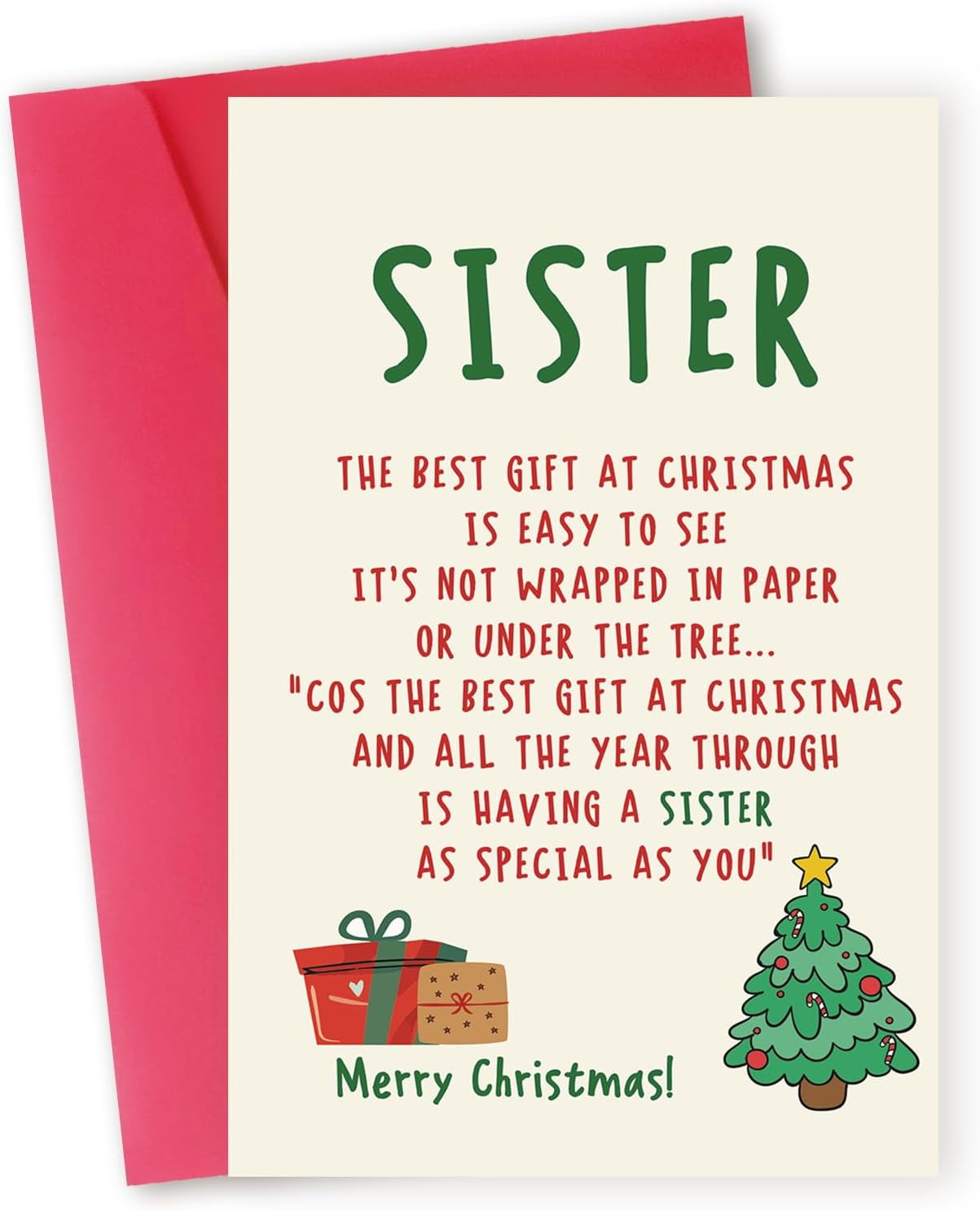 Sister Christmas Card – Heartwarming “Best Gift at Christmas” Poem ...