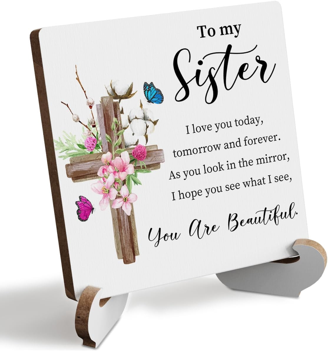 Sister Gifts For Women Sisters Brother, To My Sister Gifts Floral Cross ...