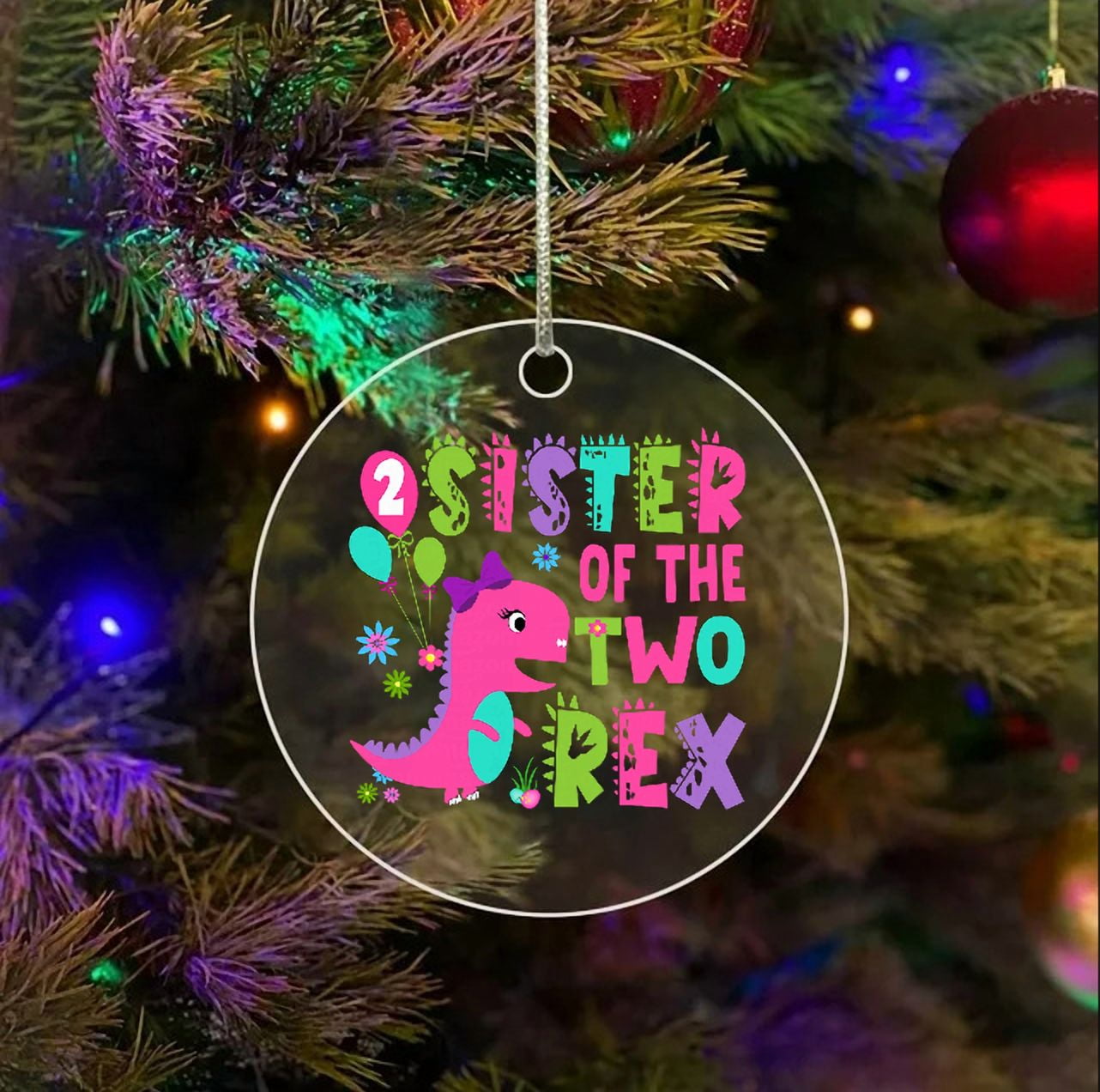 Sister Of The Two Rex 2nd Birthday Boy Dinosaur T Rex 1 Ornament Home ...