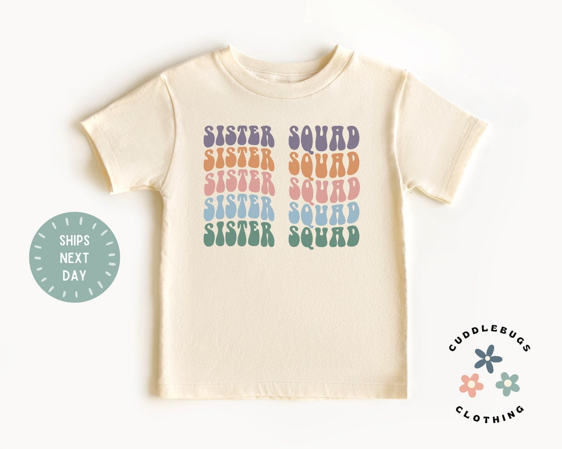 Sister Squad Girls Tee - Cute Retro Sister Squad Shirt - Sister Top ...