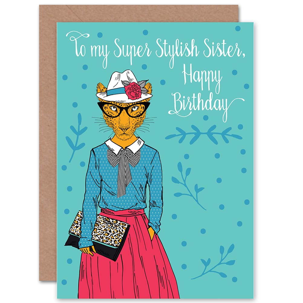 Sister Stylish Leopard Greetings Card Plus Envelope Blank inside ...