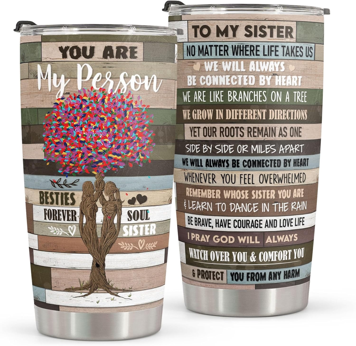 Sister Tree Tumbler 20oz - Unique Birthday Gift from Sister - Meaningful Present for BFF ...