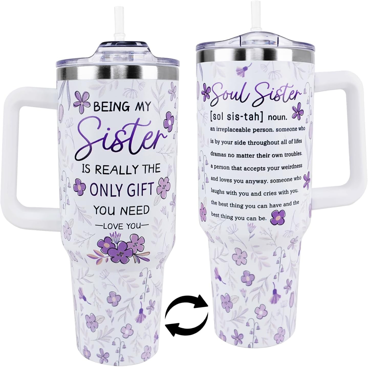 Sister Tumbler 40 Oz, Soul Sister Gifts from Sisters Christmas, Big Soul Sister Cup Coffee Mug ...