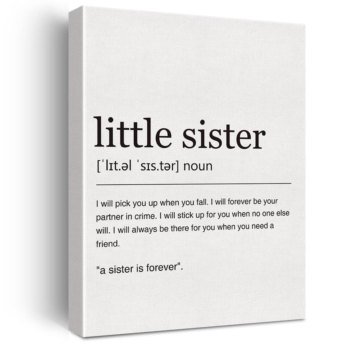 Sister Wall Art Decor Little Sister Definition Canvas poster with ...