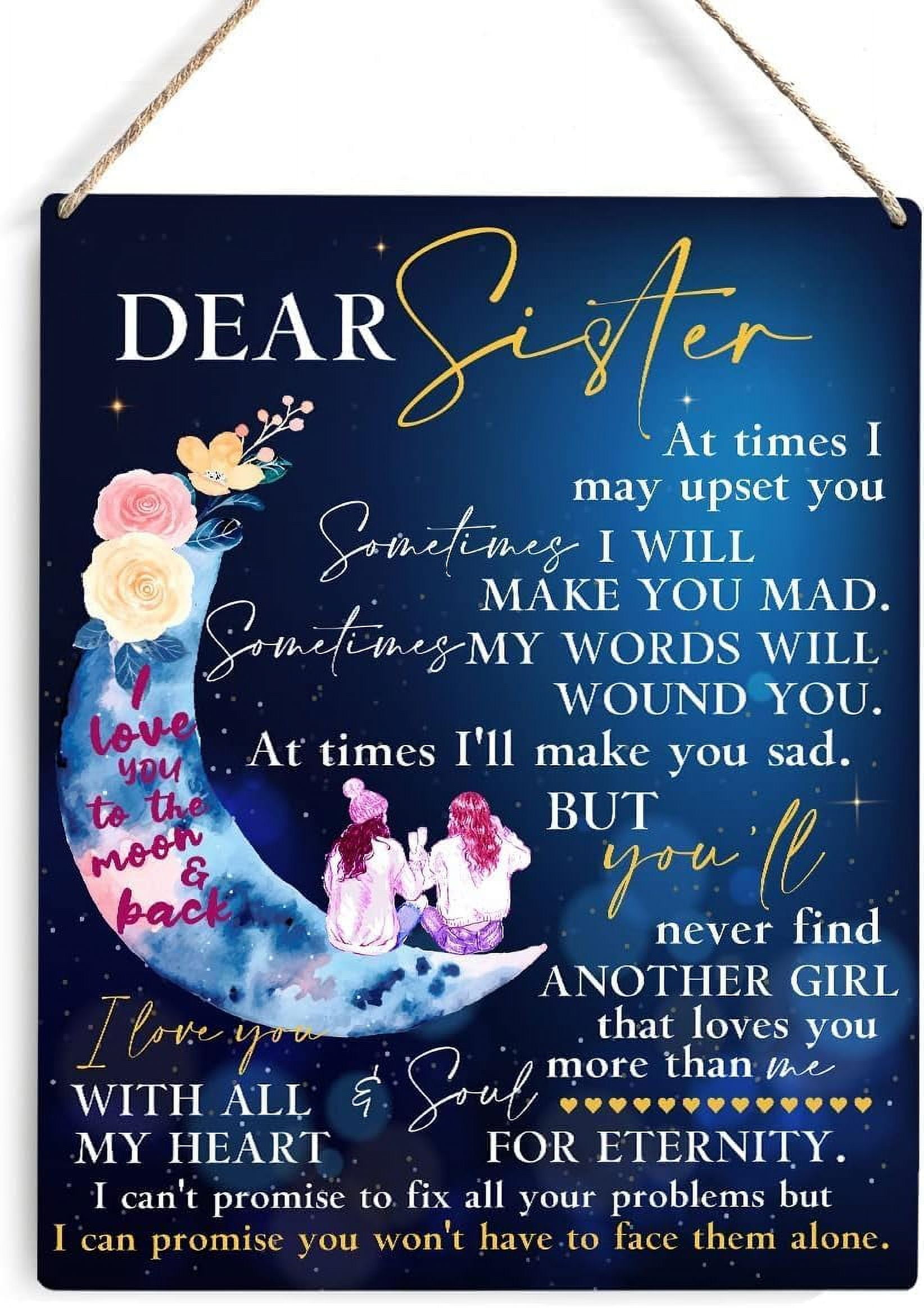 Sister Wooden Sign Wall Decor Rustic Dear Sister I Love You with All My ...