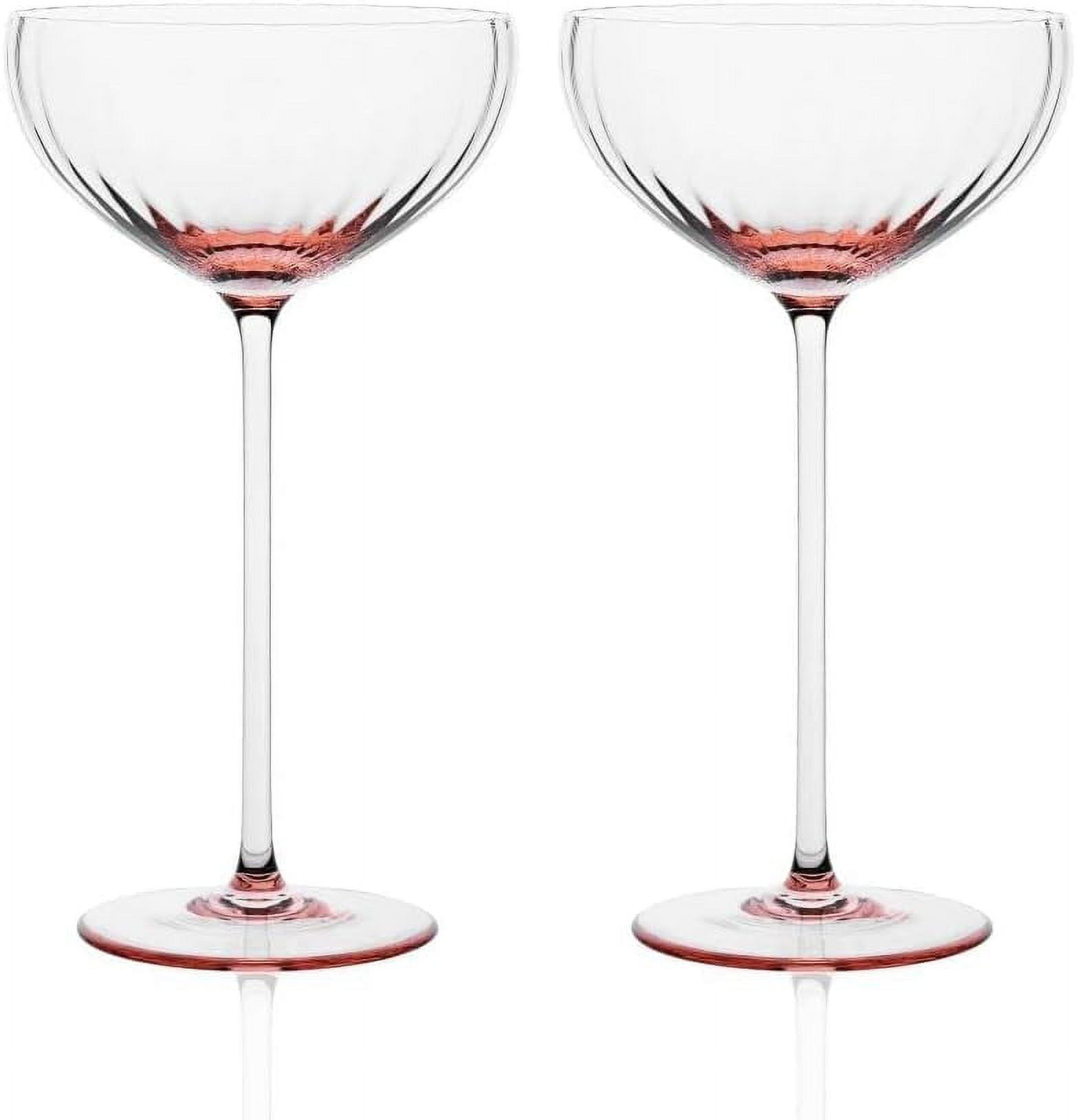 Sisterly Drinkware Vintage Pink Coupe Glasses, Cocktail Glasses Set of ...