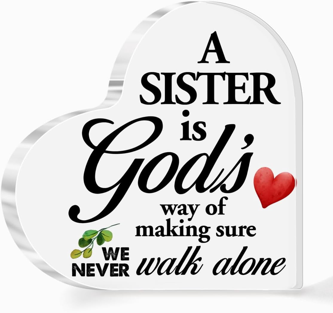 Sisters Gifts from Sister Acrylic Heart Sign,Gifts for Sister Birthday ...
