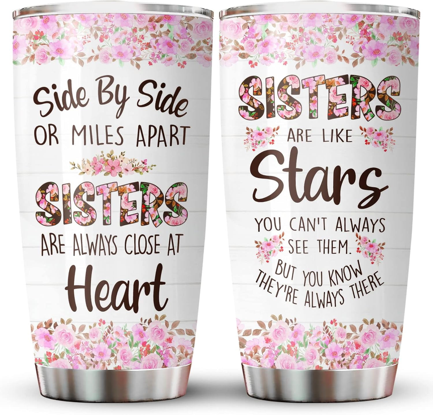 Sisters Gifts from Sister, Side By Side Sister Tumbler with Lid ...