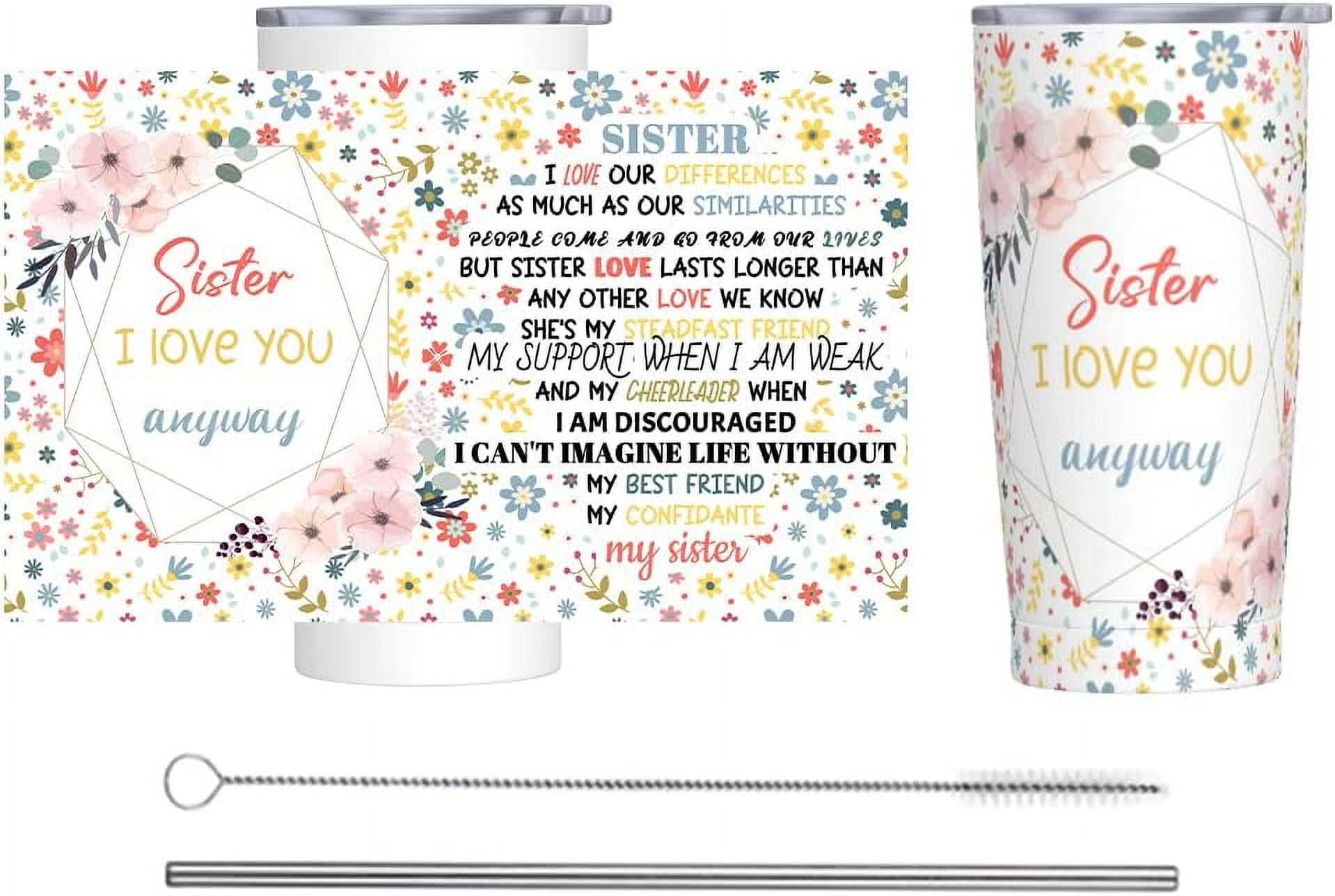 Sisters Gifts from Sister,Tumbler with Lid and Straw 20 oz Travel Mug ...