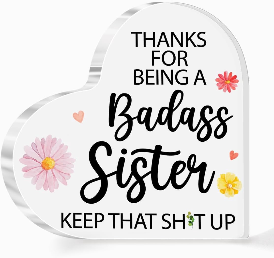Sisters Gifts from Sister Acrylic Heart Sign,Sister Birthday Gifts ...