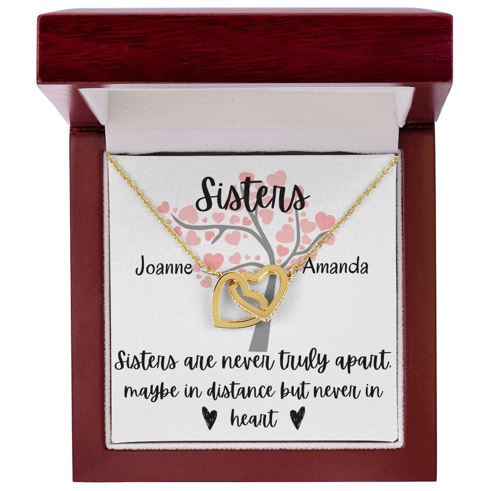 Sisters - Interlocking Necklace - Love Tree Background -Personalized ...