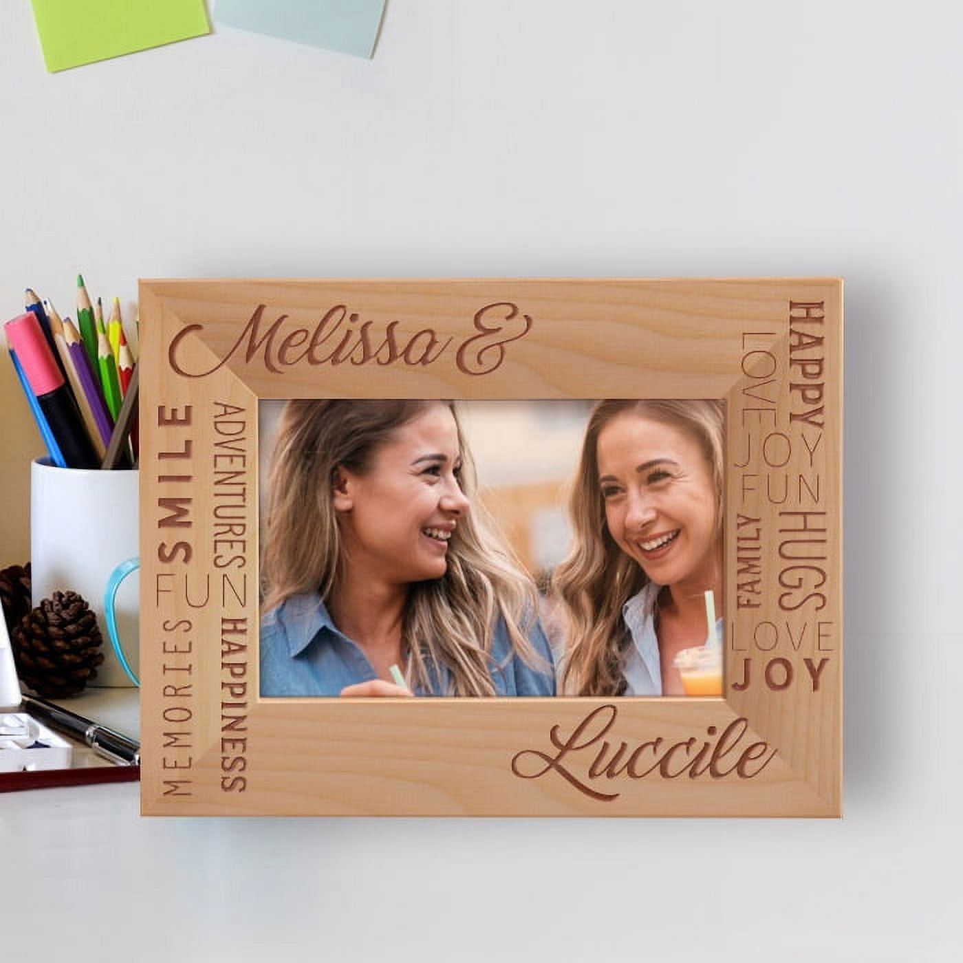 Sisters Memories Smile Fun Adventures Personalized Wooden Frame-6" x 4 ...