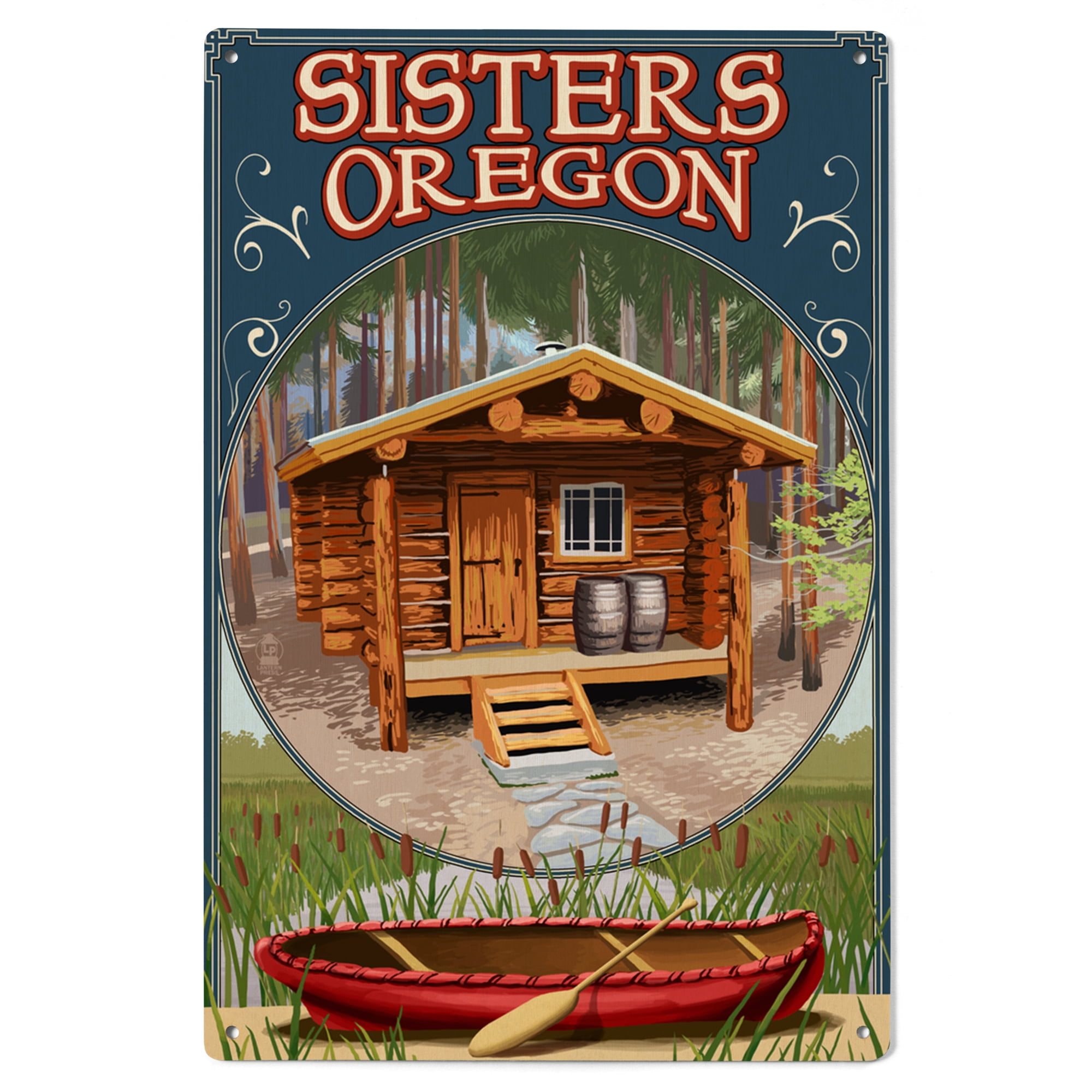 Sisters, Oregon, Cabin Scene Birch Wood Wall Sign (6x9 Rustic Home ...
