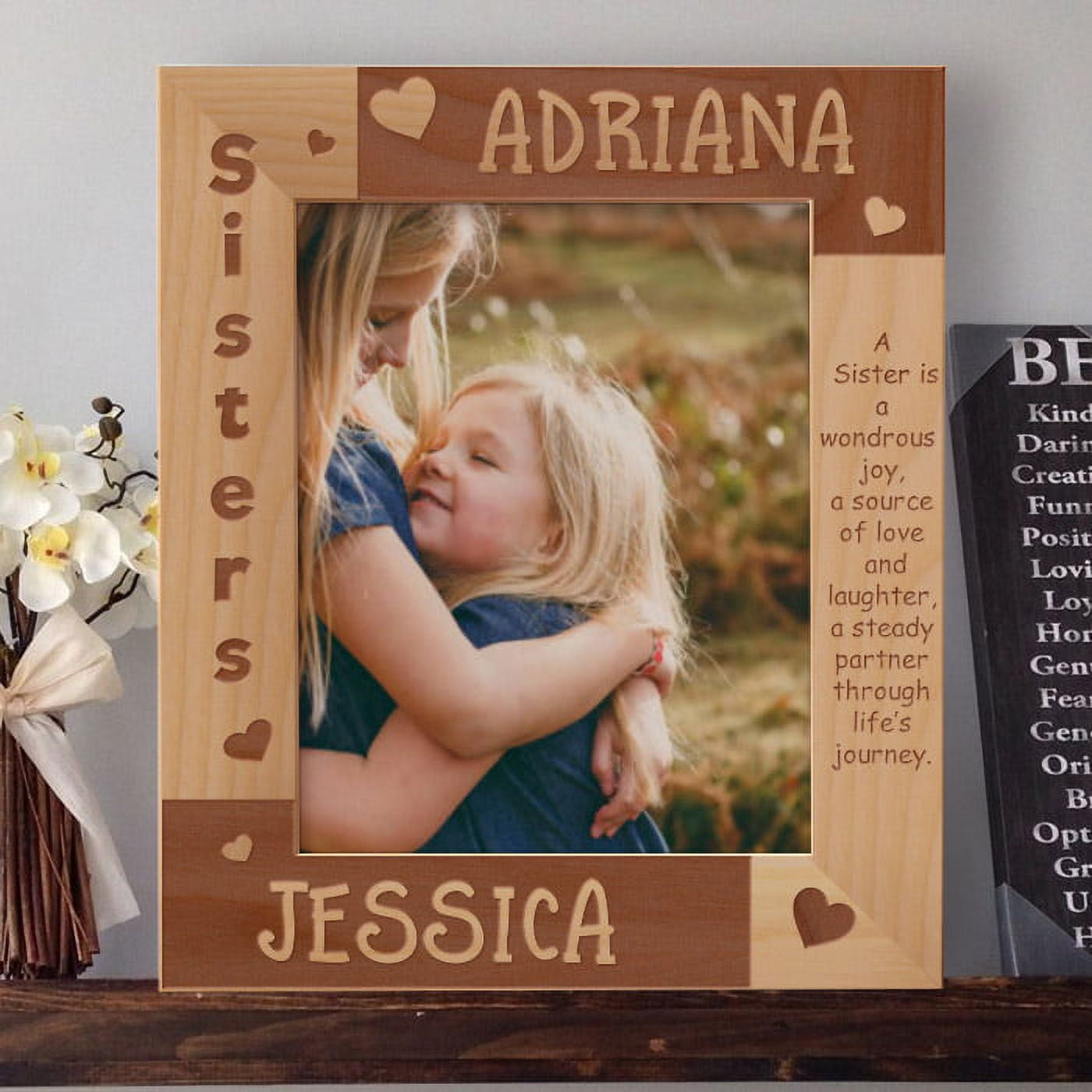 Sisters Personalized Wooden Picture Frame 8" x 10" Brown (Vertical ...