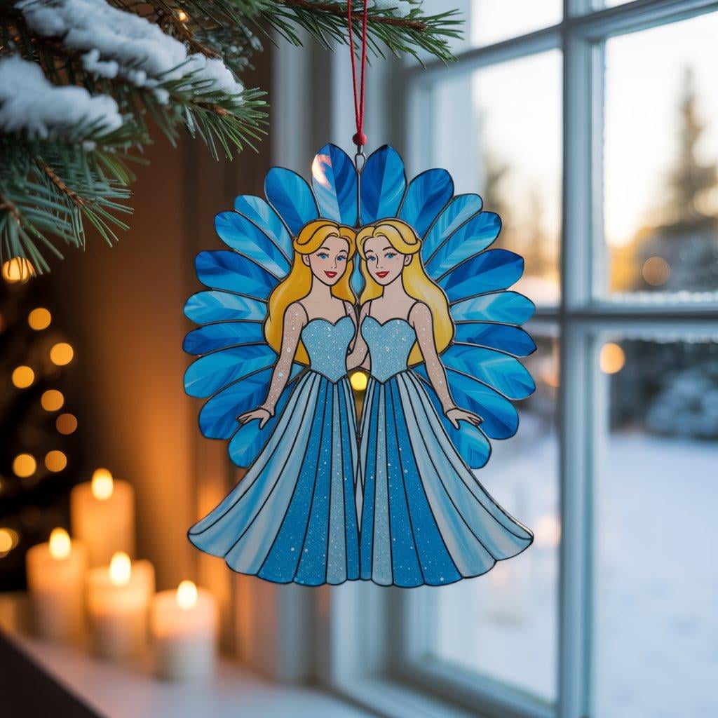 Sisters White Acrylic Suncatcher Christmas Princess-Style Ornament ...