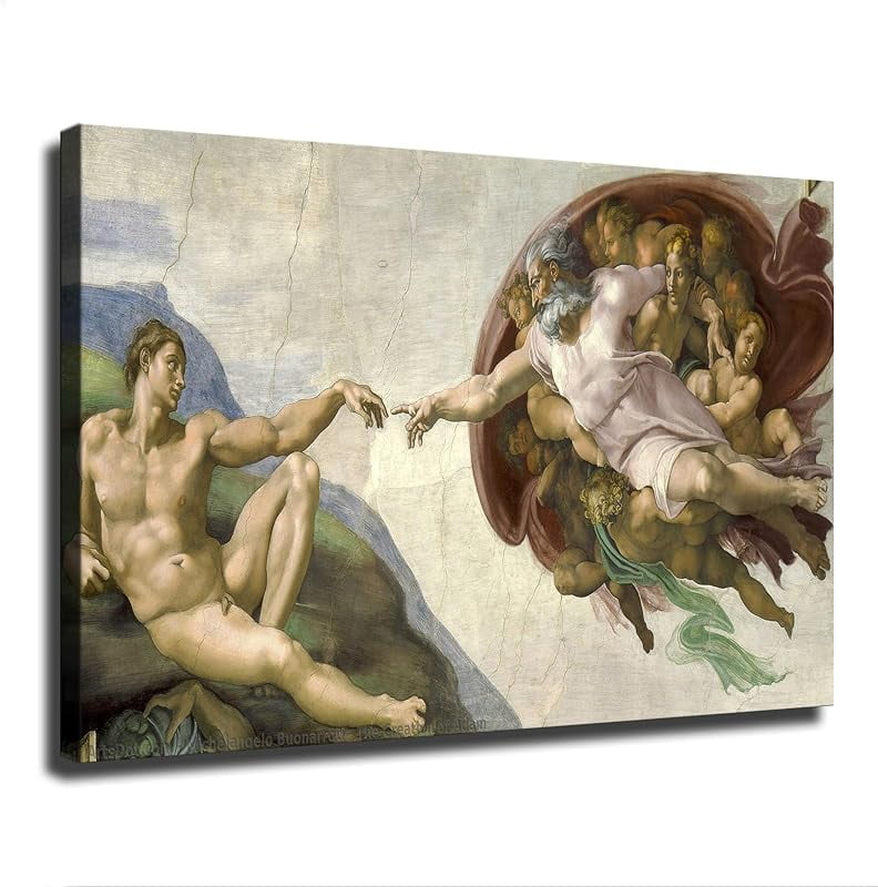 Sistine Chapel Ceiling Fresco of Michelangelo Poster Creation of Adam Painting on Canvas Bedroom ...