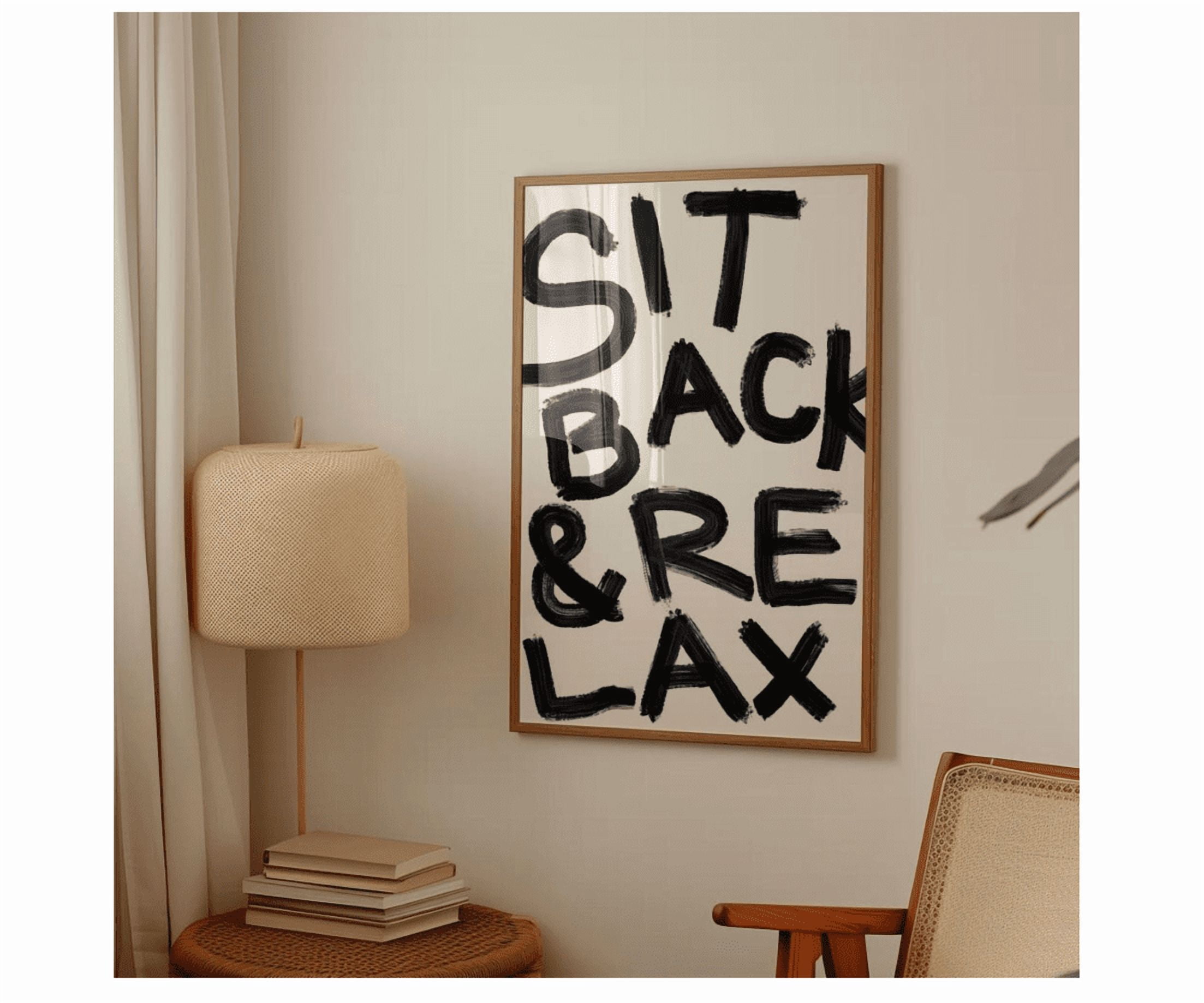 Sit Back and Relax Print: Bold Typography Modern Wall Art - Walmart.com