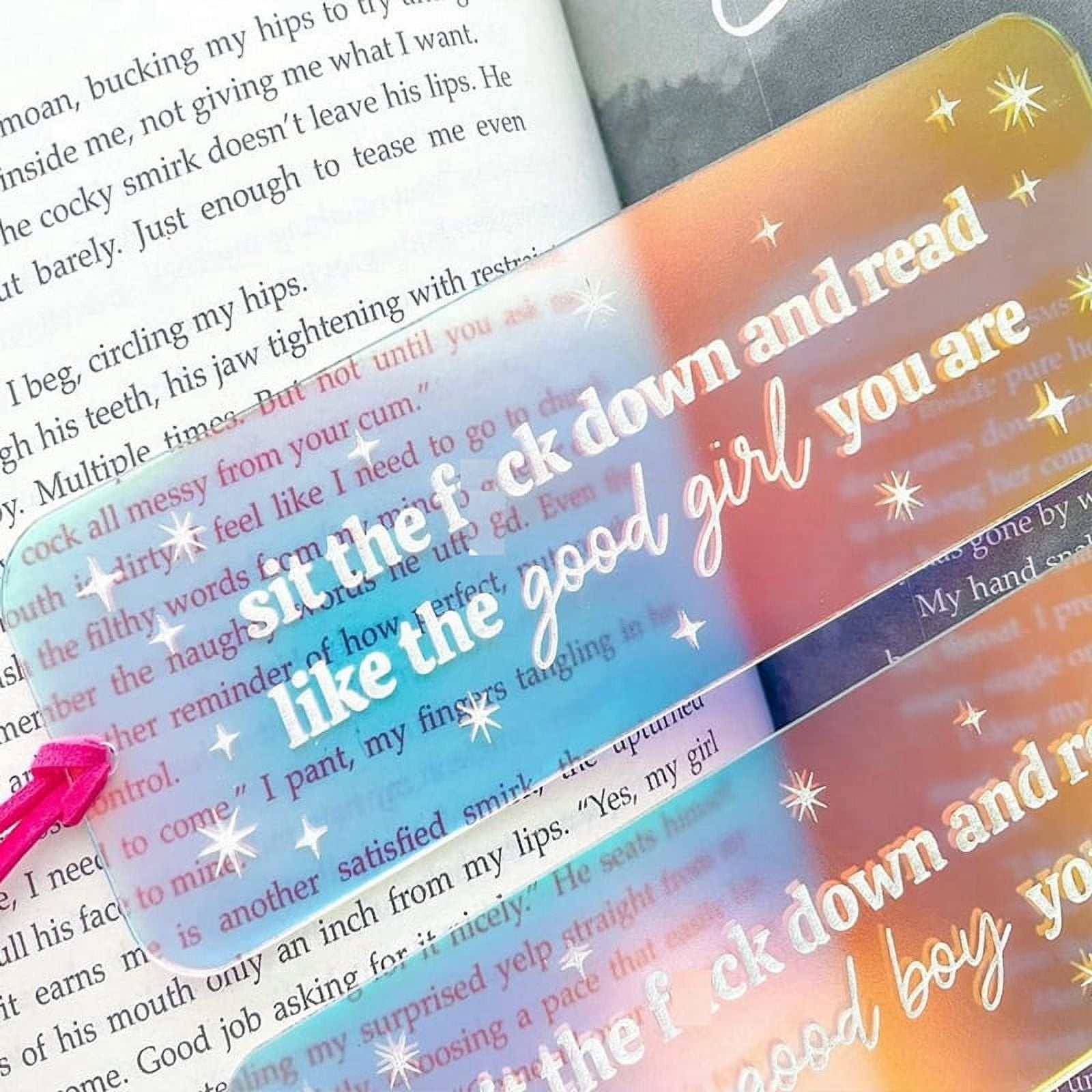 Sit Down and Read Iridescent Bookmark, Funny Acrylic Bookmark, Reading ...
