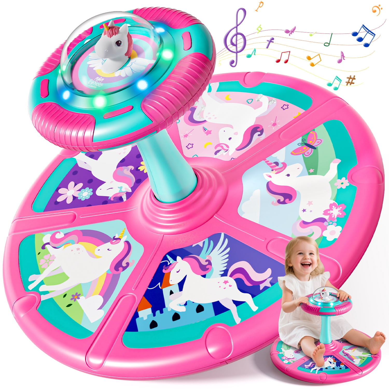 Sit and Spin Toys for Toddlers, 360° Unicorn Toddler Spinning Seat with ...