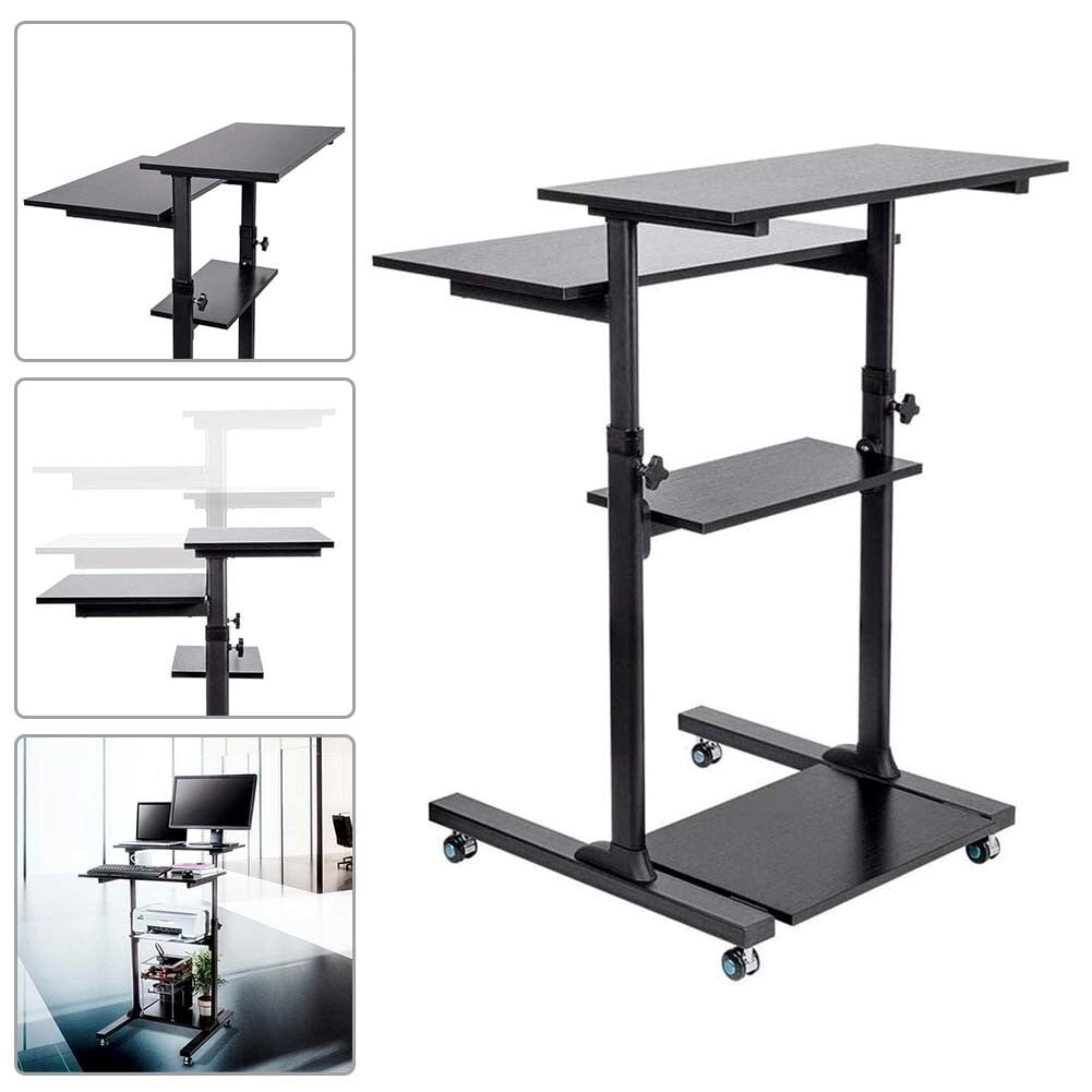 Sit Stand Adjustable Workstation Desk Mobile Cart for PC Monitor ...