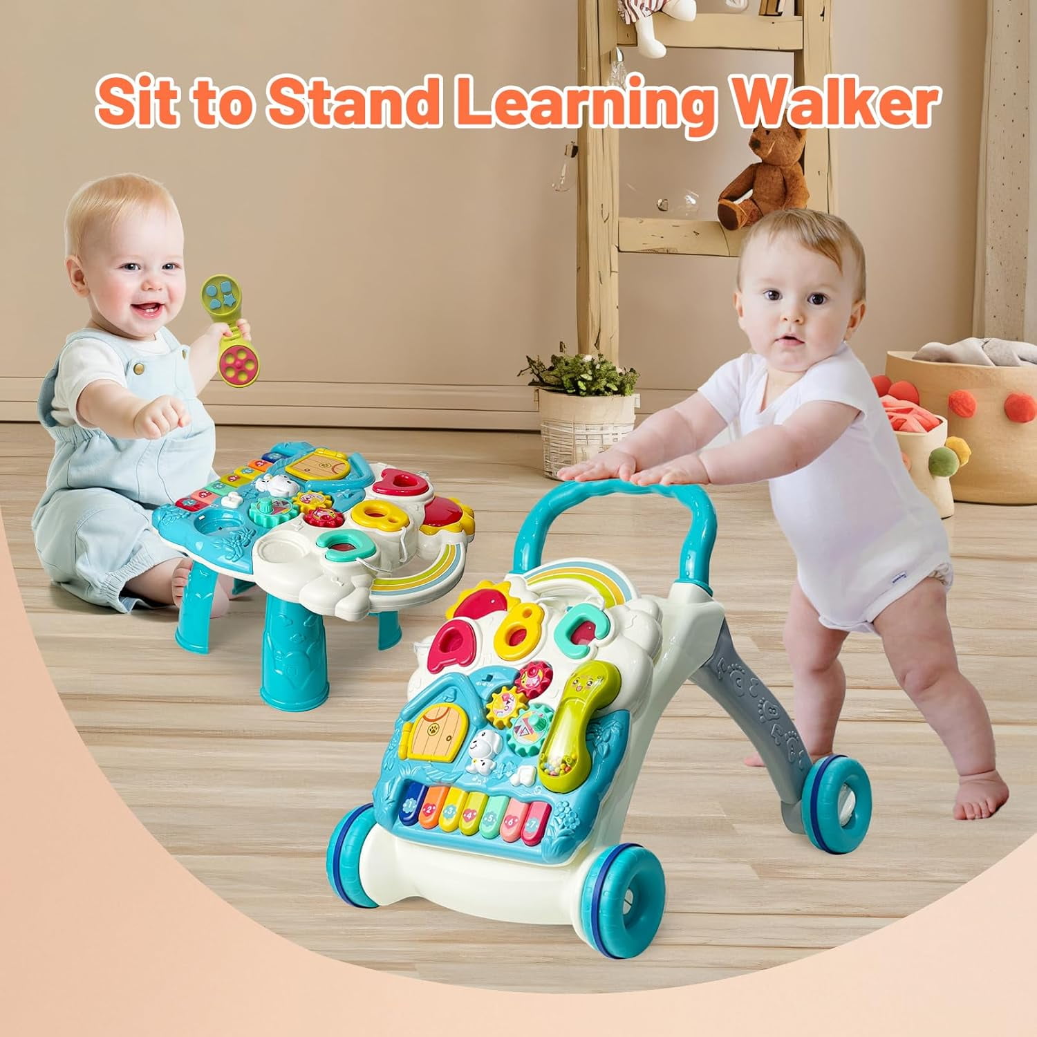 Sit to Stand Baby Walker, Activity Center with Music and Light ...