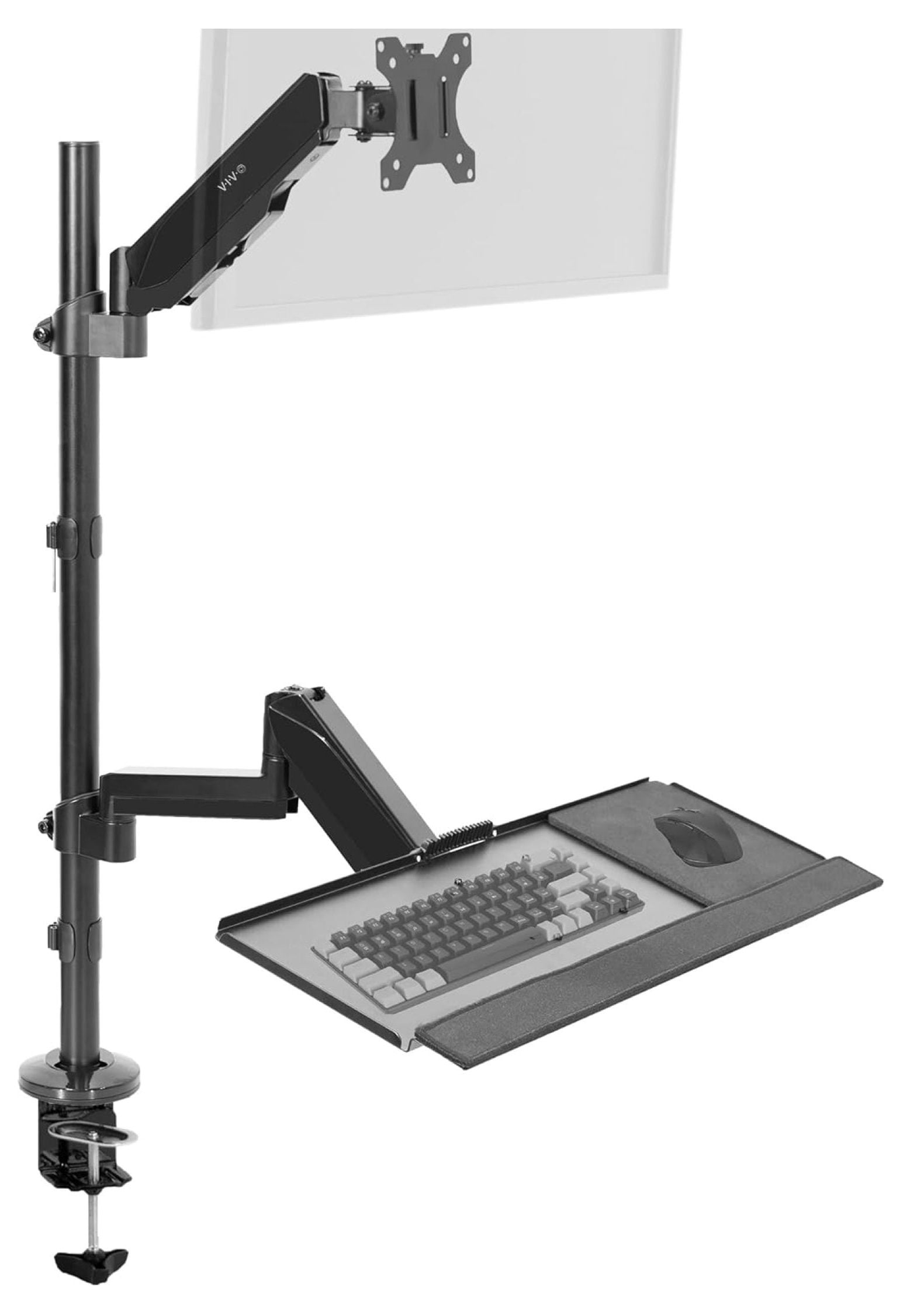 Sit-Stand Height Adjustable Pneumatic Spring Arm Keyboard Tray Desk ...