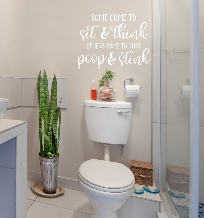 Sit Think Stink - Bathroom Wall Art Decor Quotes - Funny Decal Sticker ...