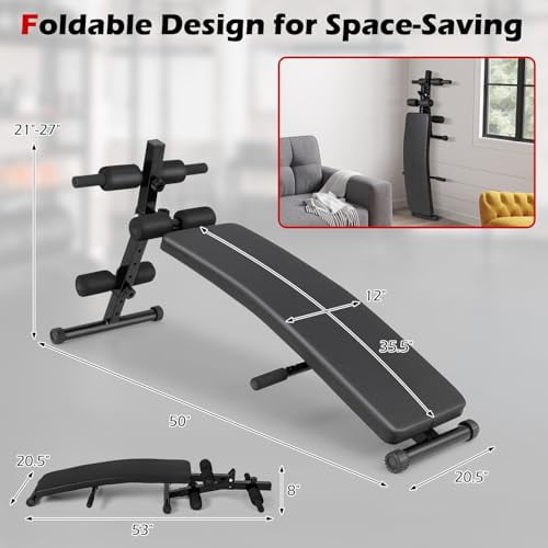 Sit Up Bench, Folding Exercise Bench Ab Workout Equipment, Adjustable ...