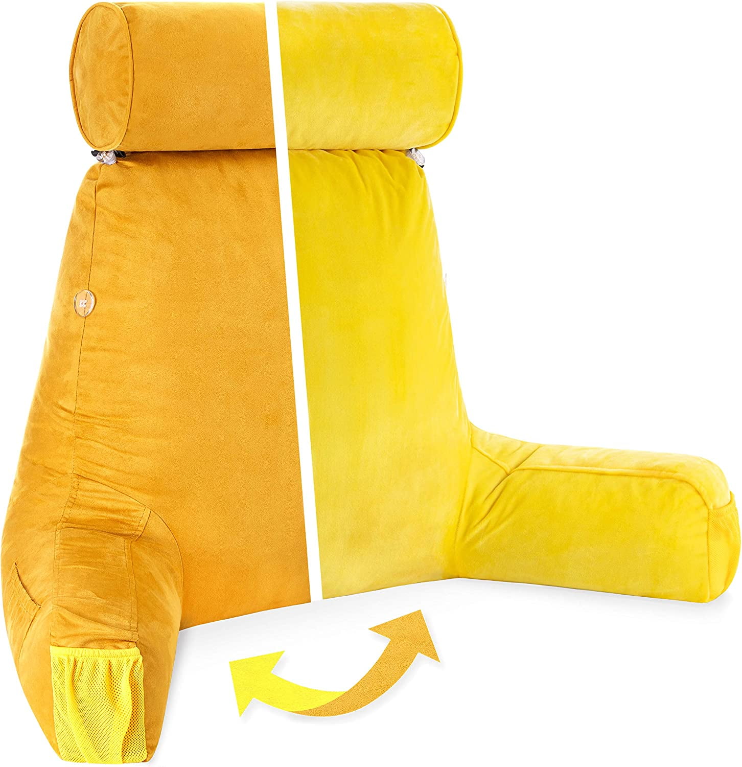 Sit Up Reading & Bed Rest with Arms, Ultra-Comfy, Detach Neck Roll ...