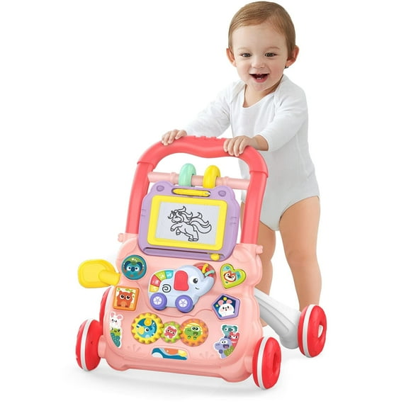 Hot Bee 2-in-1 Sit-to-Stand Baby Walker & Activity Center with Music ...