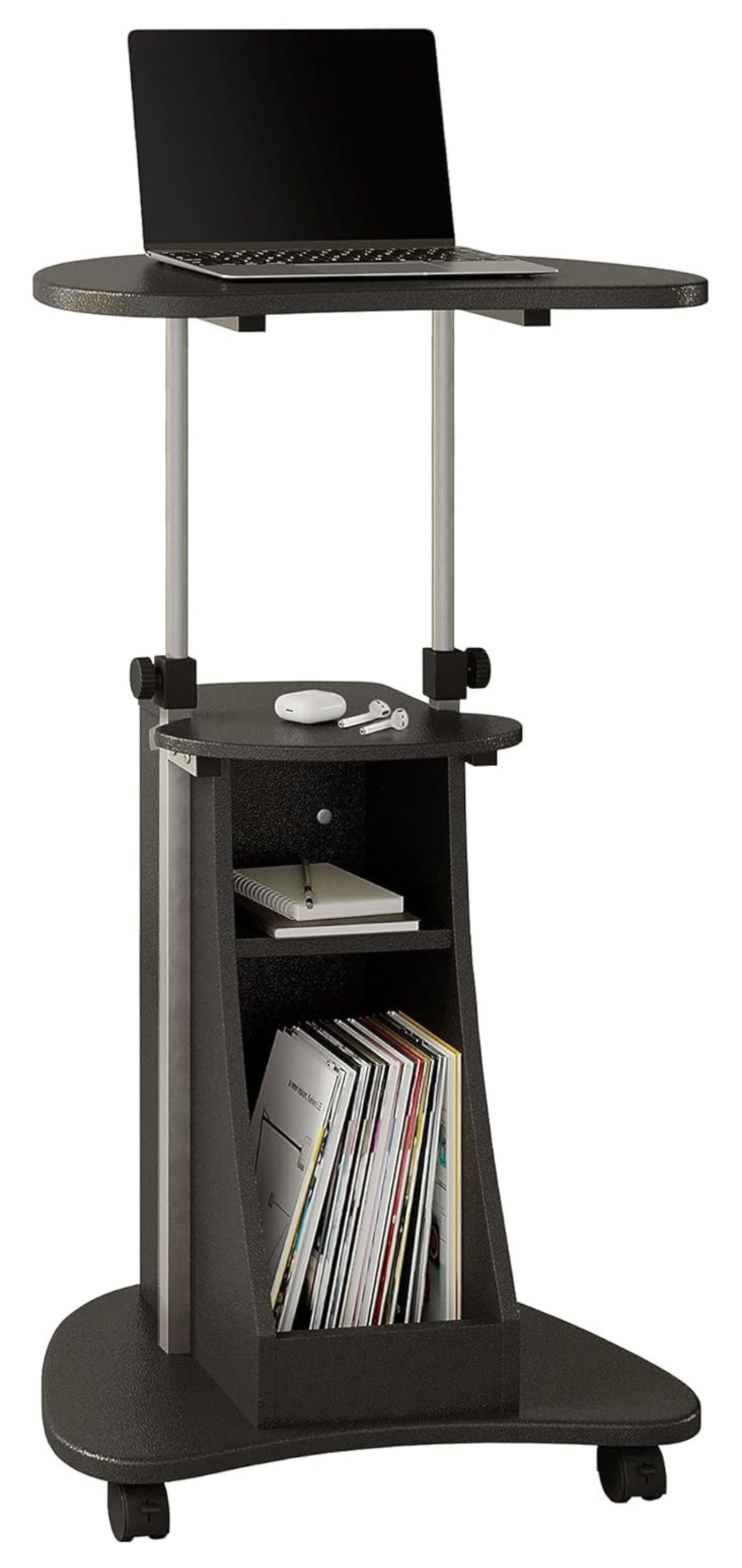 Sit-to-Stand Rolling Adjustable Height Laptop Cart with Storage ...