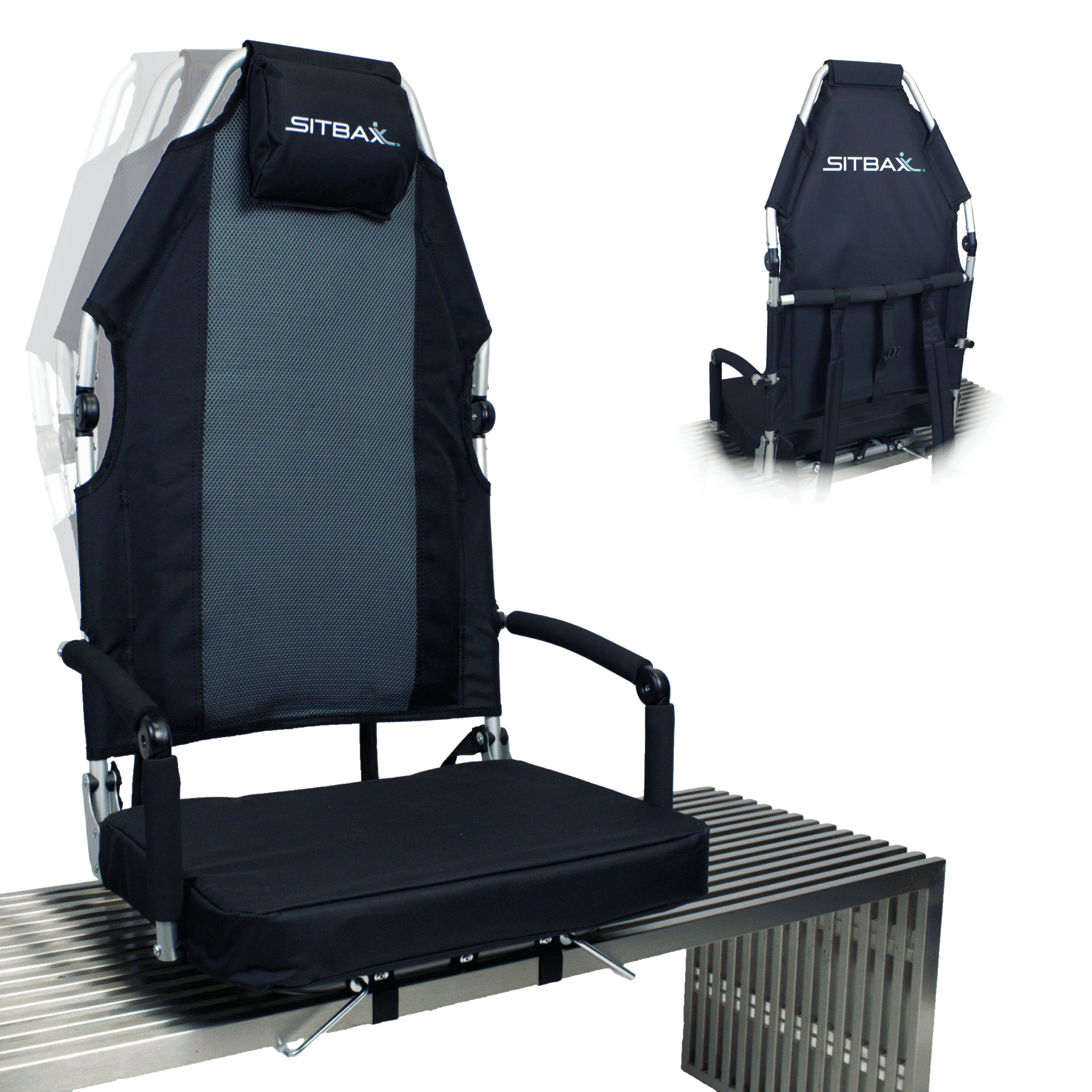 Padded Bleacher Seat-Reclining Stadium Chair with Back & Neck Support ...