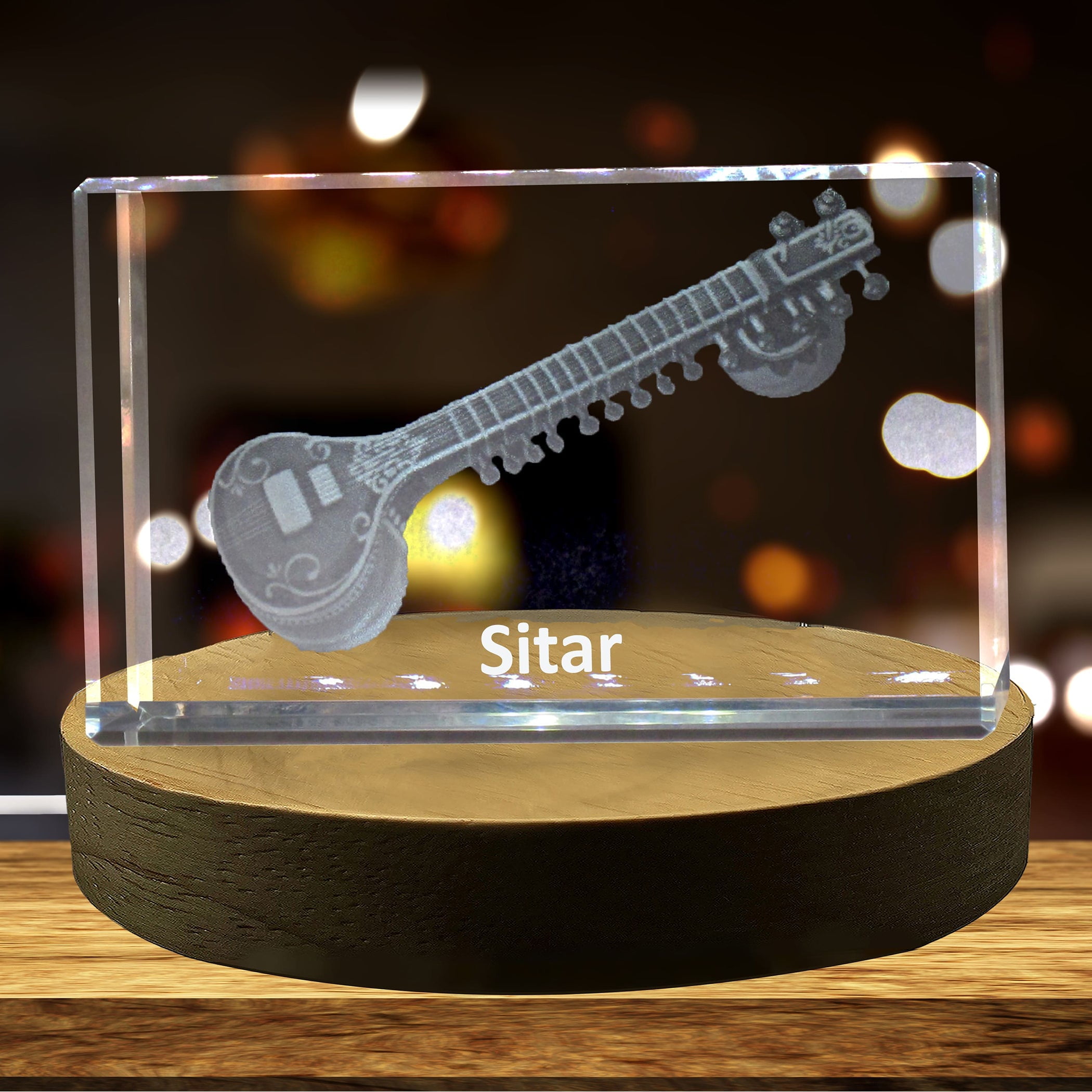 Sitar 3D Engraved Crystal 3D Engraved Crystal Keepsake/Gift/Decor ...