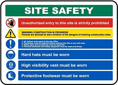 Site Safety Rules & PPE Required Sign Signs Construction D3 Metal Tin ...
