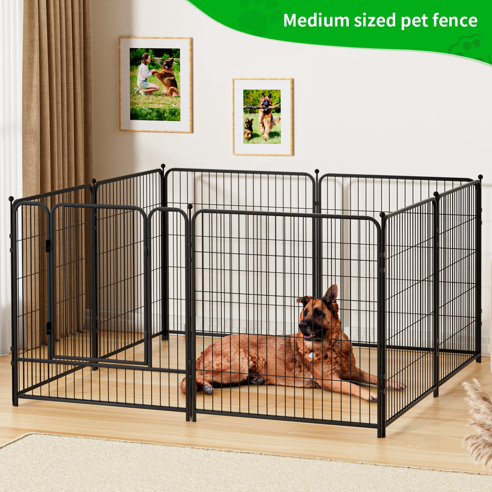 Sitikel 40in x 23ft Garden Fence with Low Threshold Door, 8 Panels ...