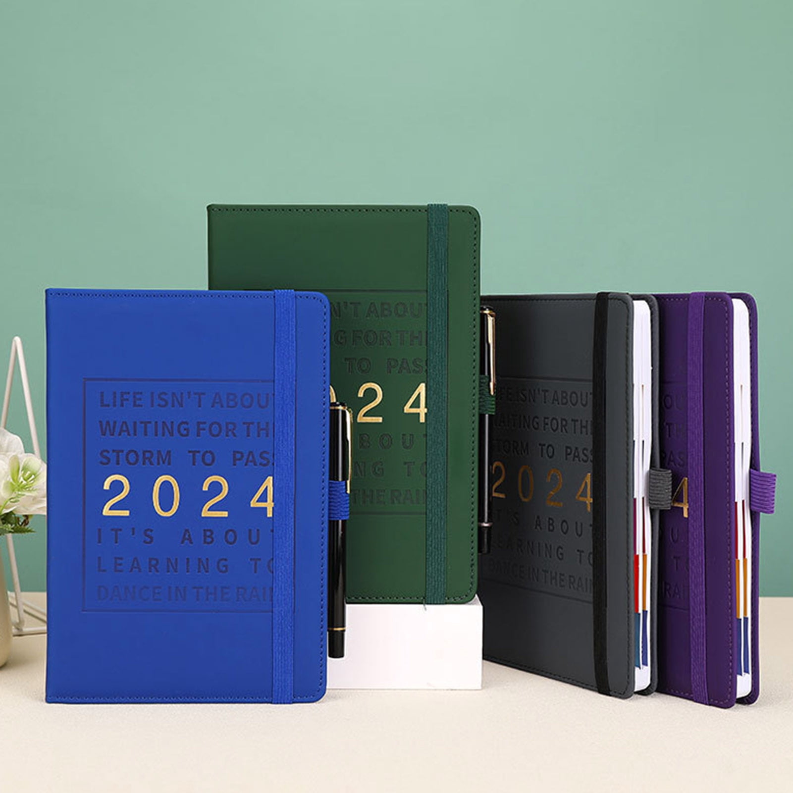Sitikel Faux Leather Cover 2024 Planner Notebook 12 Monthly Weekly ...