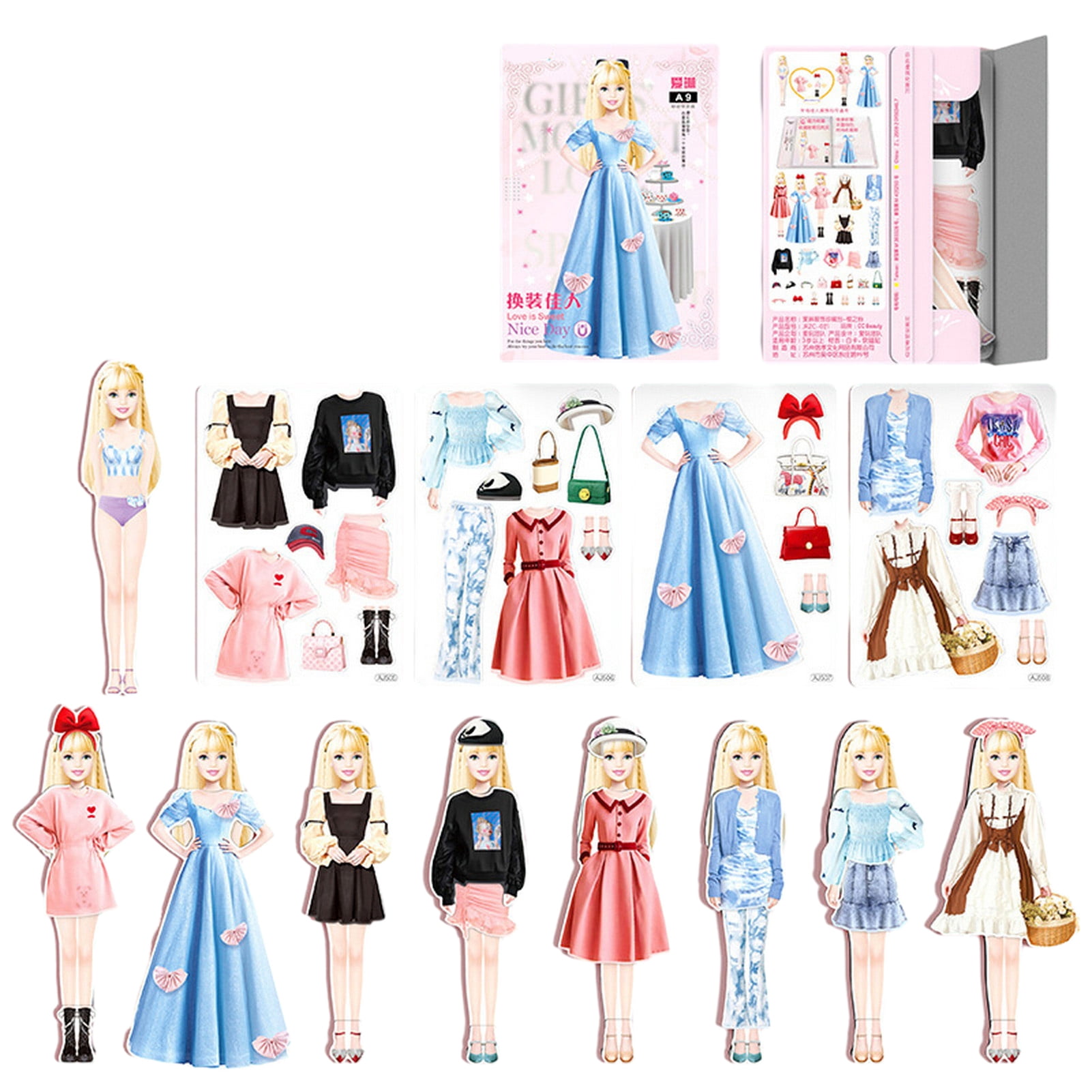 Sitikel Magnetic Princess Dress Up Paper Doll Pretend Play Toy Smooth ...