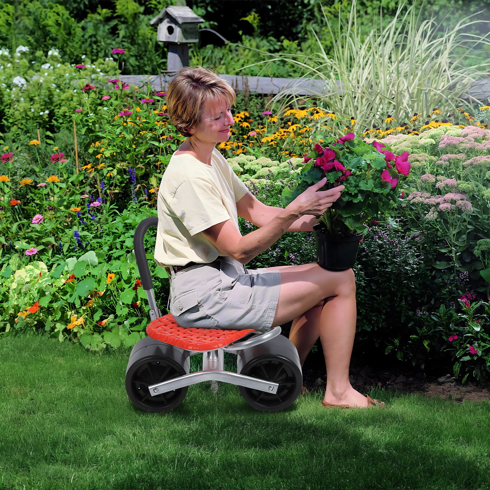 Sitikel Rolling Garden Seat, Garden Carts on Wheels, Utility Garden ...