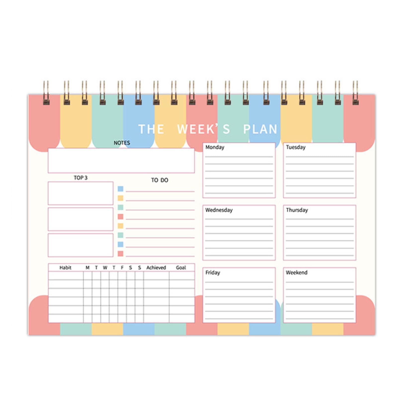 Sitikel Weekly Planner Notepad with 52 Undated Sheets Spiral Binding ...