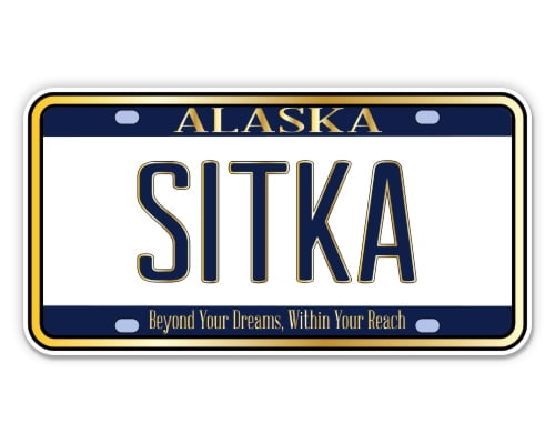 Sitka Alaska License Plate Style - 12" Vinyl Sticker Waterproof Decal ...