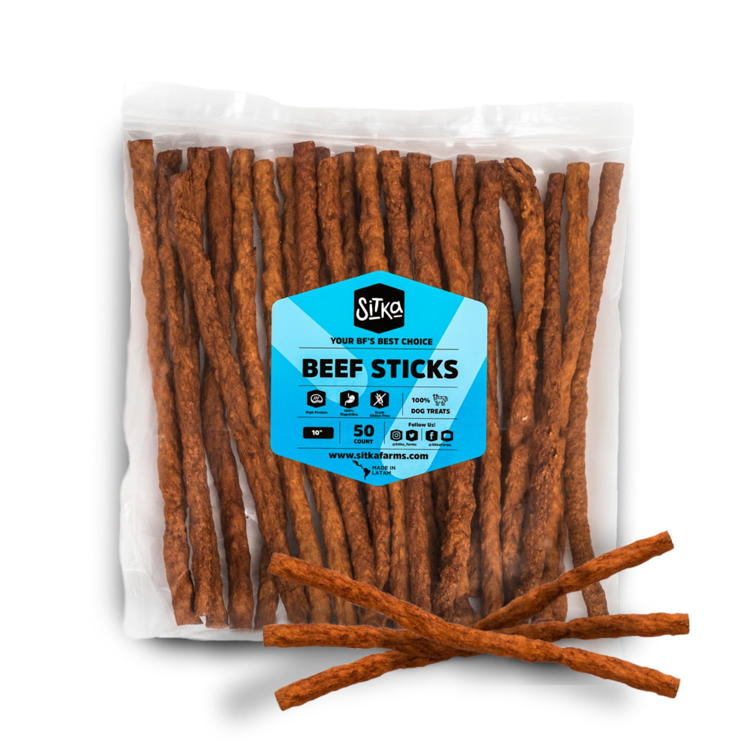 Sitka Farms Beef Sticks 10 Inch for Dogs Premium Crunchy Munchy Sticks ...