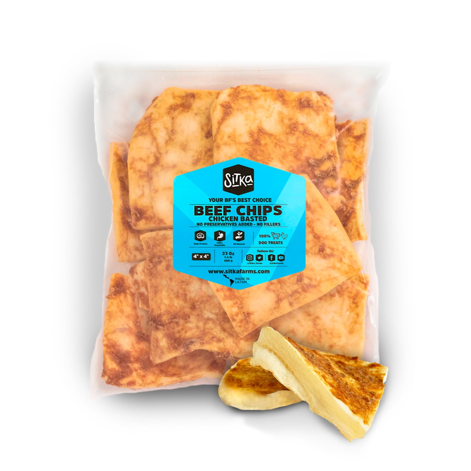 Sitka Farms Premium Beef Cheek Chips Dog Chews Long Lasting Snacks (21 ...